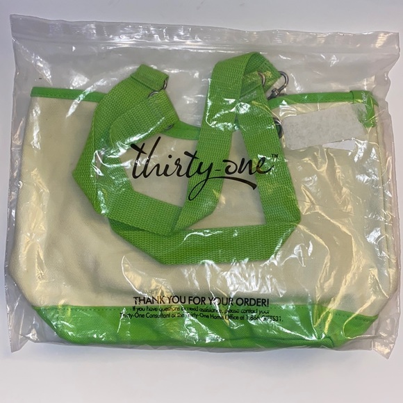 thirty-one | Bags | Thirtyone Canvas Crew Tote Lime And Cream New In ...